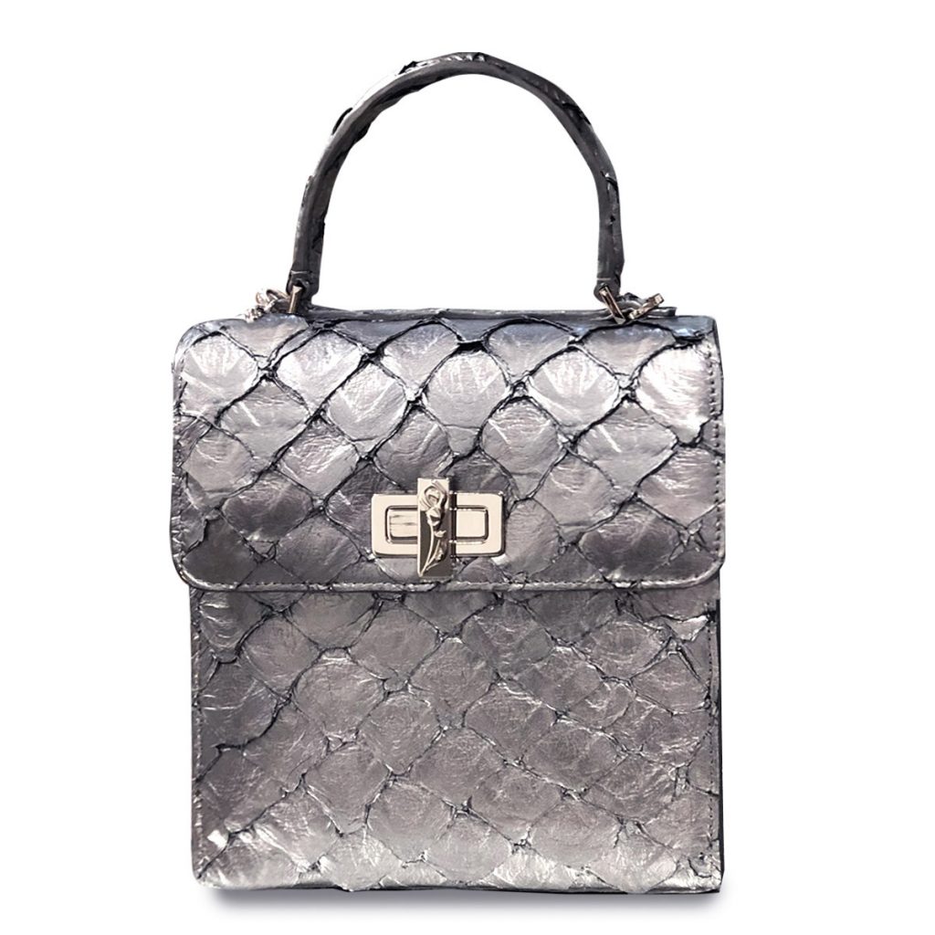 Audrey Gunmetal Fish Skin Purse – Cecy Handbags